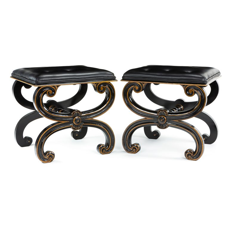 A pair of Thomas Hope designed stools